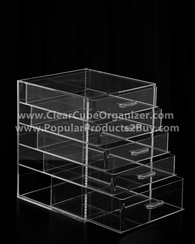 ACRYLIC LUCITE CLEAR CUBE MAKEUP ORGANIZER W/DRAWERS | eBay