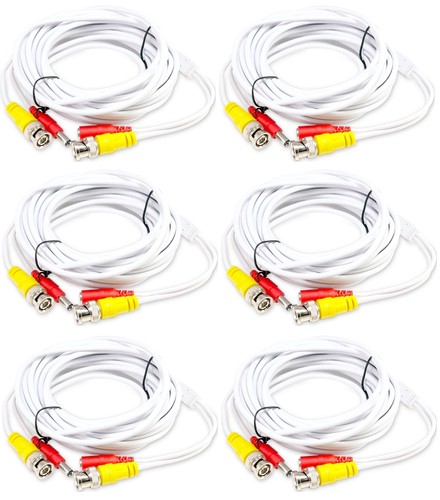 6 x 25ft BNC Video and Power Extension Cable for Security Camera CCTV ...