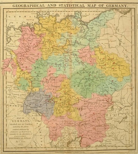 1813 Grand Main Coloré Carte Allemagne Statistique & Géographique ...