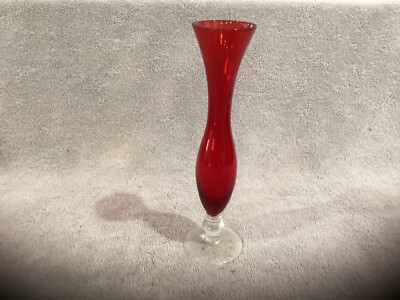 Vintage Red Glass Long Stem Vase, 21cm | eBay Australia