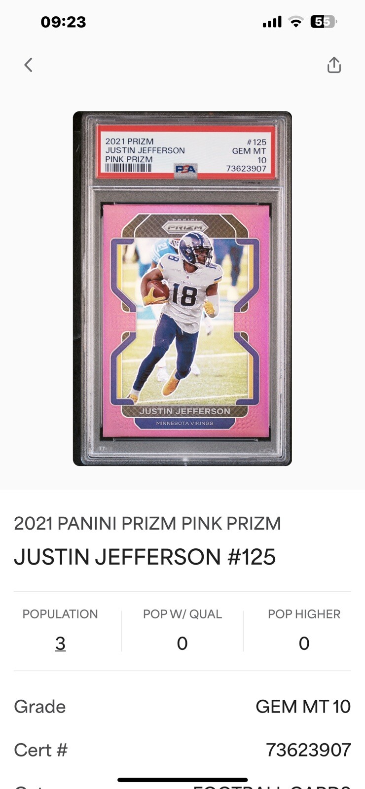 2021 Panini Prizm - Justin Jefferson #125 Pink Prizm for sale online | eBay