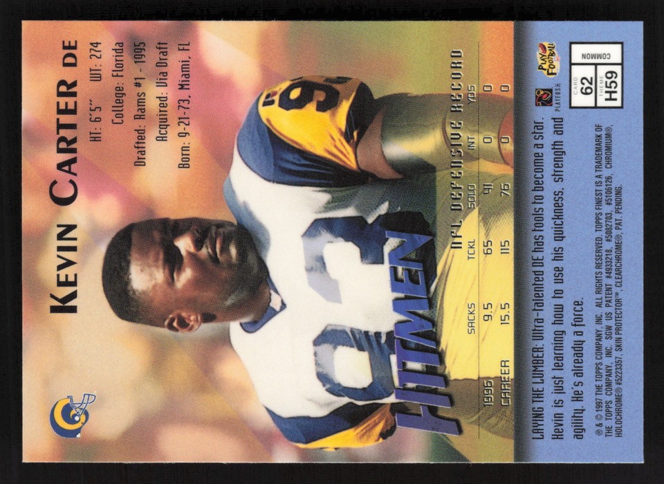 Kevin Carter 1997 Topps Finest #62 St. Louis Rams {0805 | eBay