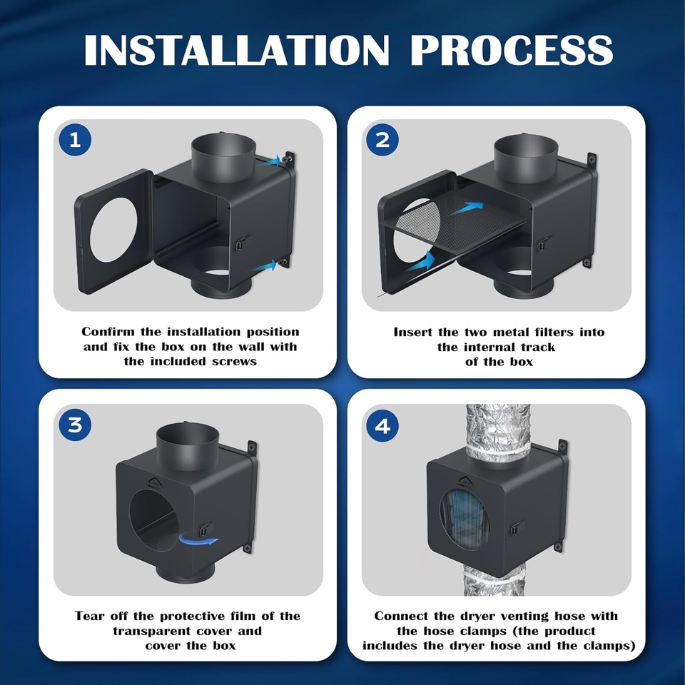 Metal Dryer Duct Lint Trap,Indoor Dryer Vent Kit with Lint Catcher ...