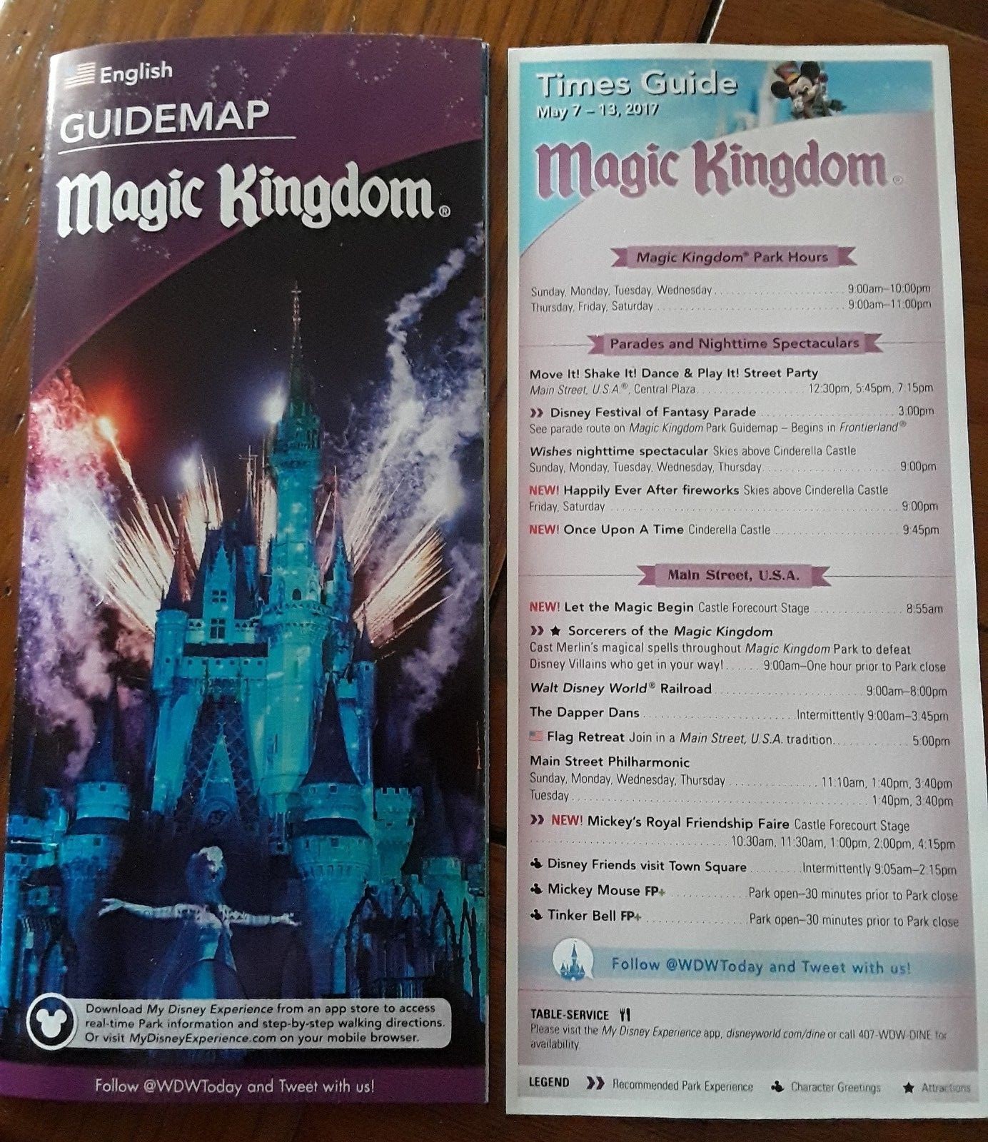 Walt Disney World Magic Kingdom Guide Map "Wishes" and Times Sheet | eBay
