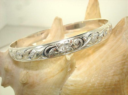 8MM SOLID 925 STER SILVER HAWAIIAN CUSTOM ENGRAVED PERSONALIZED ...