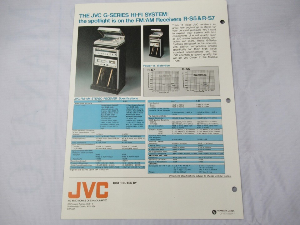 JVC R-S7 R-S5 Receiver Original Catalogue brochure Printed JAPAN | eBay