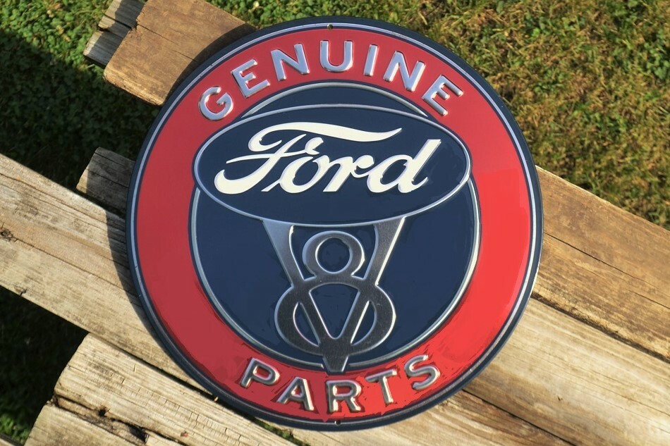 Genuine Ford Parts Embossed Tin Sign - Dealer - Trucks - Sales ...