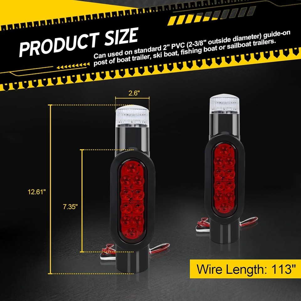 2PCS Boat Trailer Guide Post LED Pole Light Set 12V 6940981269680| eBay