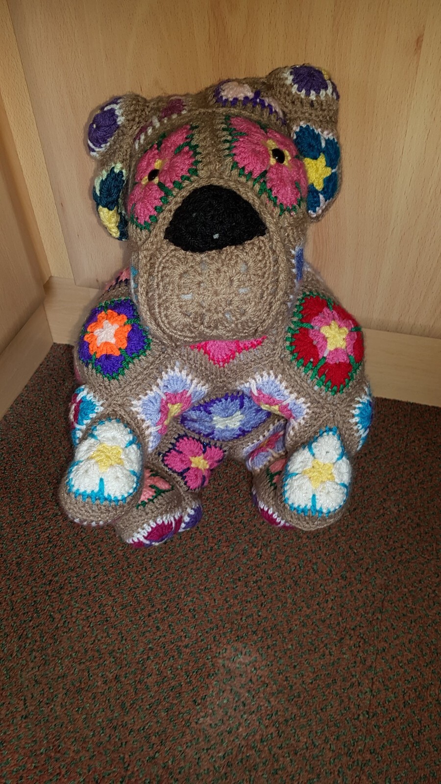 Max the African Flower Bulldog hand crochet patchwork dog.Very cute ...