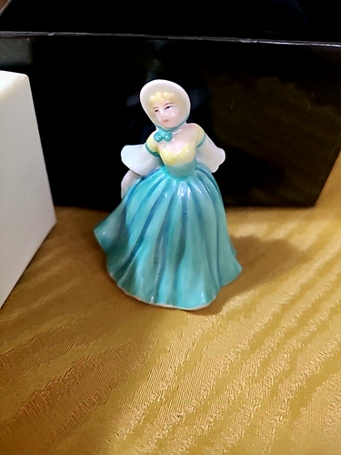 Boxed Miniature Porcelain Royal Doulton Lady Figurine Teal Green Jane ...