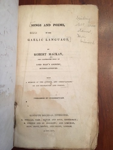 RARE 1829 Songs & Poems in the Gaelic Language, Inverness SCOTLAND ...