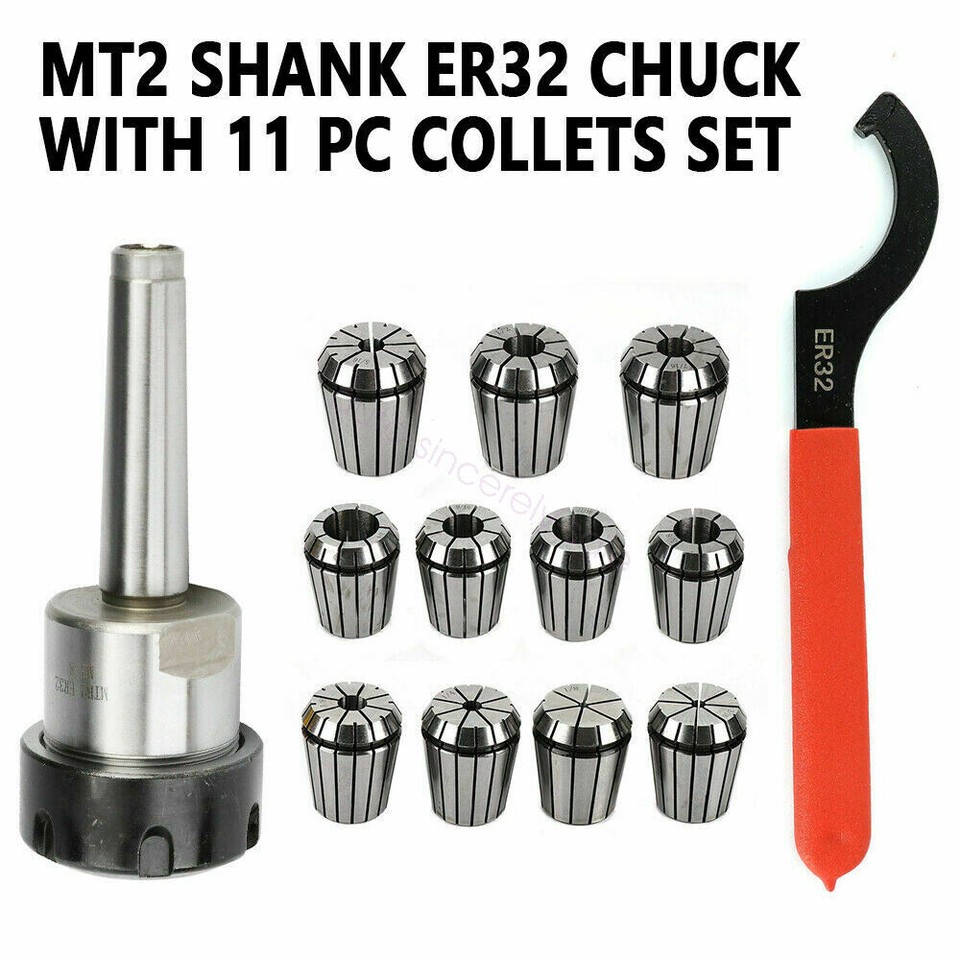 NEW MT2 Shank & Spanner For Milling Machine 11 * Precision ER32 Collet ...