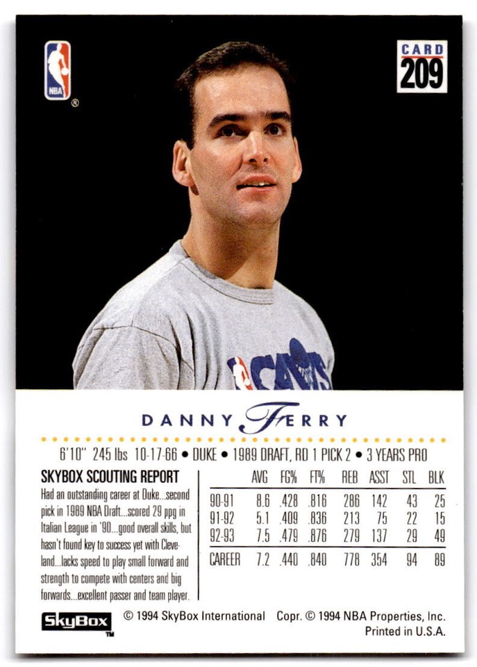 1993-94 SkyBox Premium #209 Danny Ferry | eBay