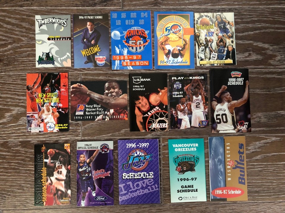 Lot of 30 NBA pocket schedules from 1996-97 season | eBay