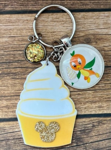 Orange Bird Pineapple Dole Whip Mickey Key Chain Backpack Tag Glitter ...