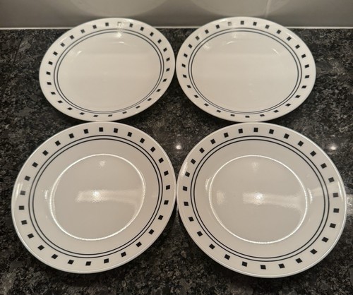 Corelle CITY BLOCK Set of 4 Bread Plates White Black Rings & Squares | eBay