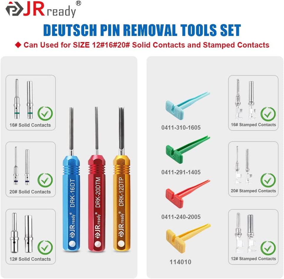 Deutsch Pin Extractor & DT Connector Kit for 14-22 AWG Wires ...