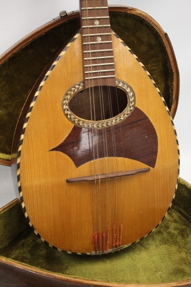 Vintage UNBRANDED 8-String A-Style Mandolin In Brown With Hard Case ...