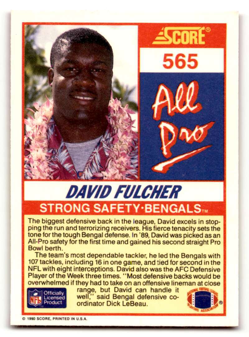 1990 Score - #565 David Fulcher for sale online | eBay