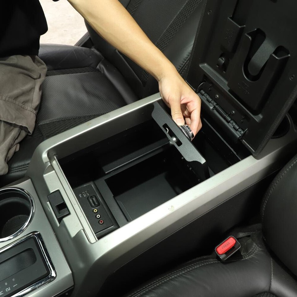 2009-2014 Ford F150 Center Console Vault Gun Safe Storage Box Password ...