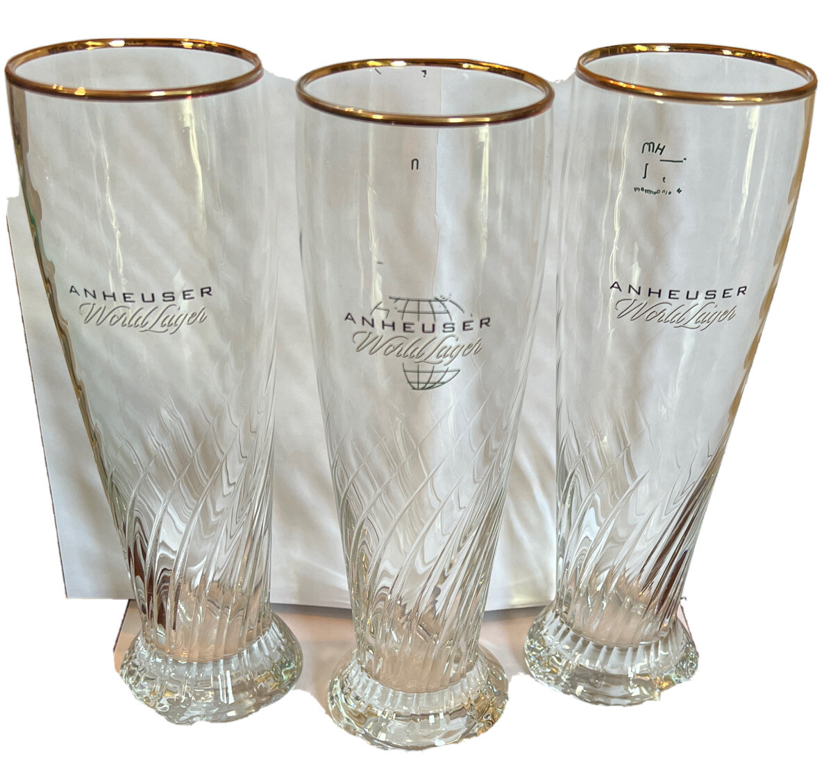 Anheuser Busch World Select Tall Beer Glass Glasses Made Germany Set of ...