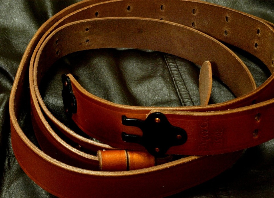 M1 Garand PREMIUM rifle sling SINGER CO. 1942 (1) M1907 leather REPRO ...