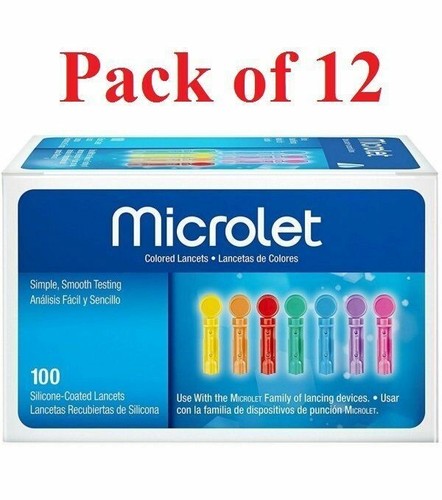 Bayer Microlet Colored Lancets Silicone-Coated Smooth Testing 100 Count ...