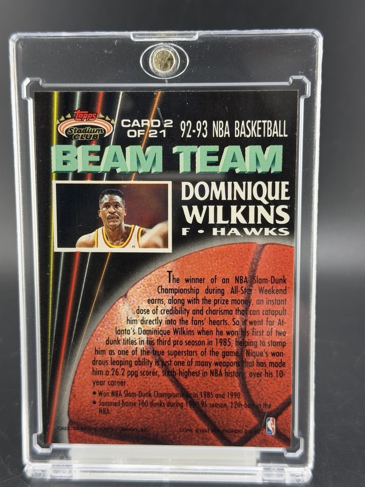 1992-93 Topps Stadium Club Beam Team Dominique Wilkins #2 Atlanta Hawks ...