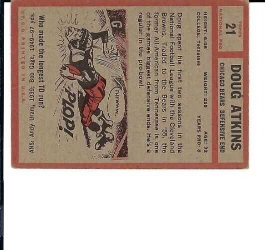 Doug Atkins (d) AUTOGRAPH 1962 Topps Bears HOF NO COA TTM | eBay