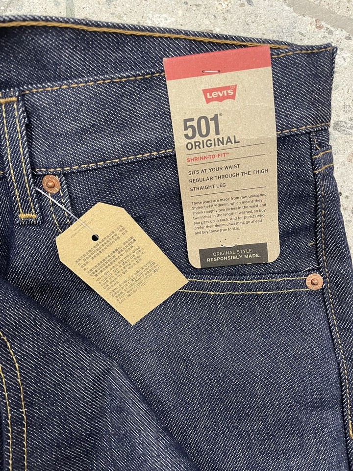 NWT Levis 501 Shrink To Fit Original Rigid Blue #0000 | eBay