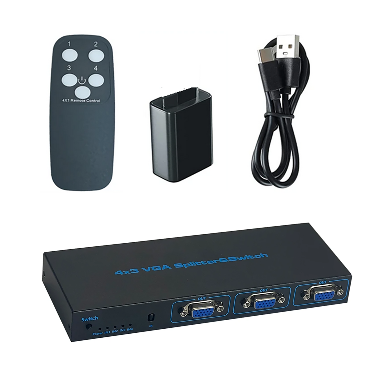 High Quality 4x3 VGA Switcher 4 In 3 Out Video Splitter Box 4 Port VGA ...