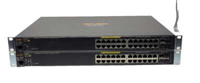 Lot of 2 HP Aruba J9773A 2530-24G PoE+ 24-Port Gigabit Network Switch w ...