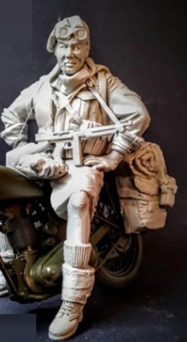 1/9 Resin Figure Model Kit British Soldier Moto Bike Rider WW2 War ...