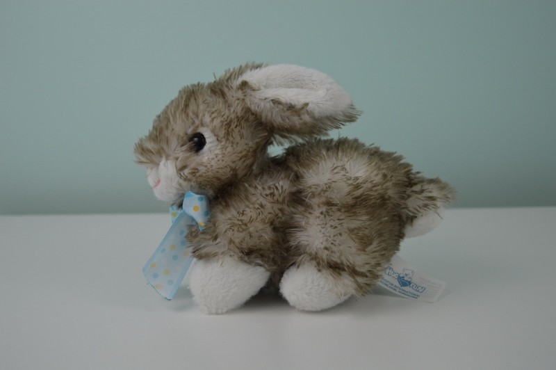 Hugfun Bunny Rabbit Plush Stuffed Animal Toy White Brown Blue Polka Dot ...