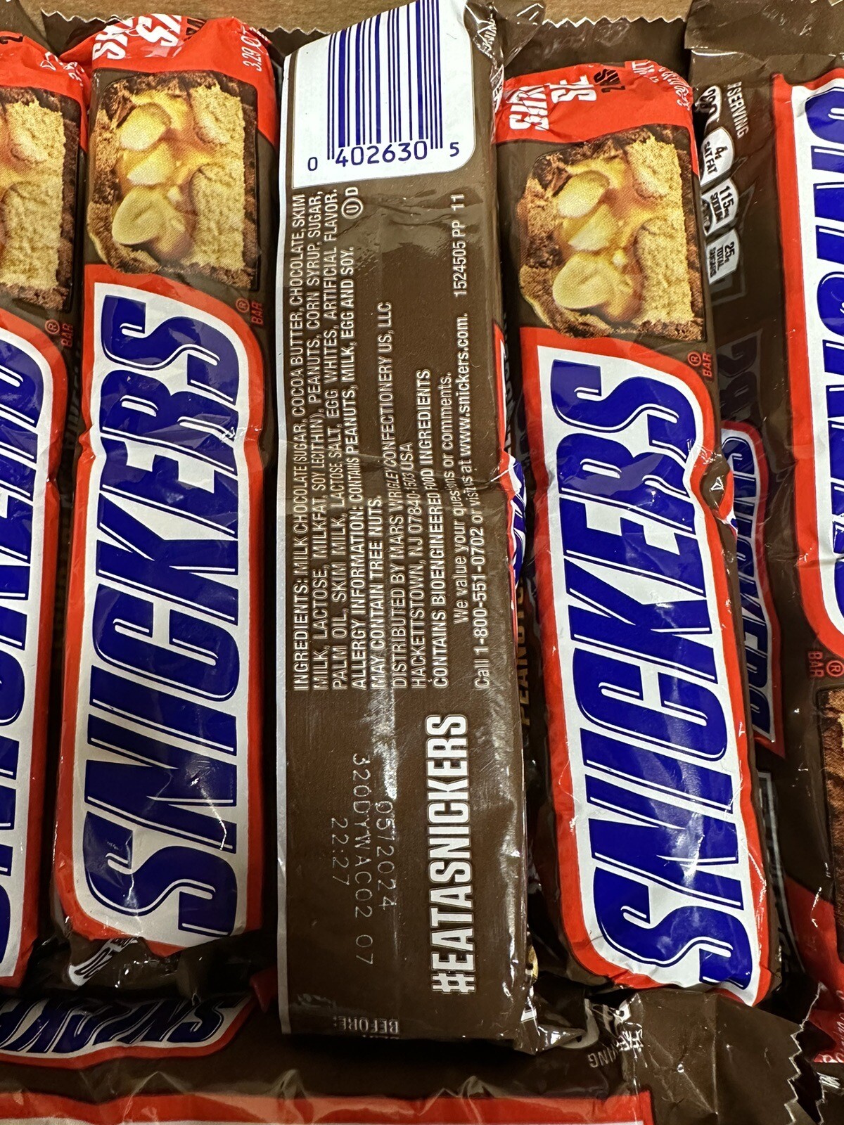 Snickers King Size 20 Pack/ 3.29 Oz 2 Bar Packages. Exp 05/2024 - La ...