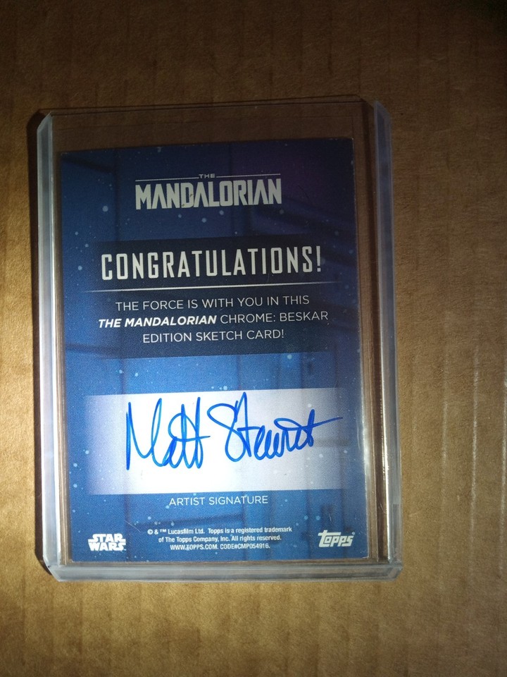 Topps Star Wars 1/1 MANDALORIAN Sketch Card MATT STEWART Beskar Chrome ...