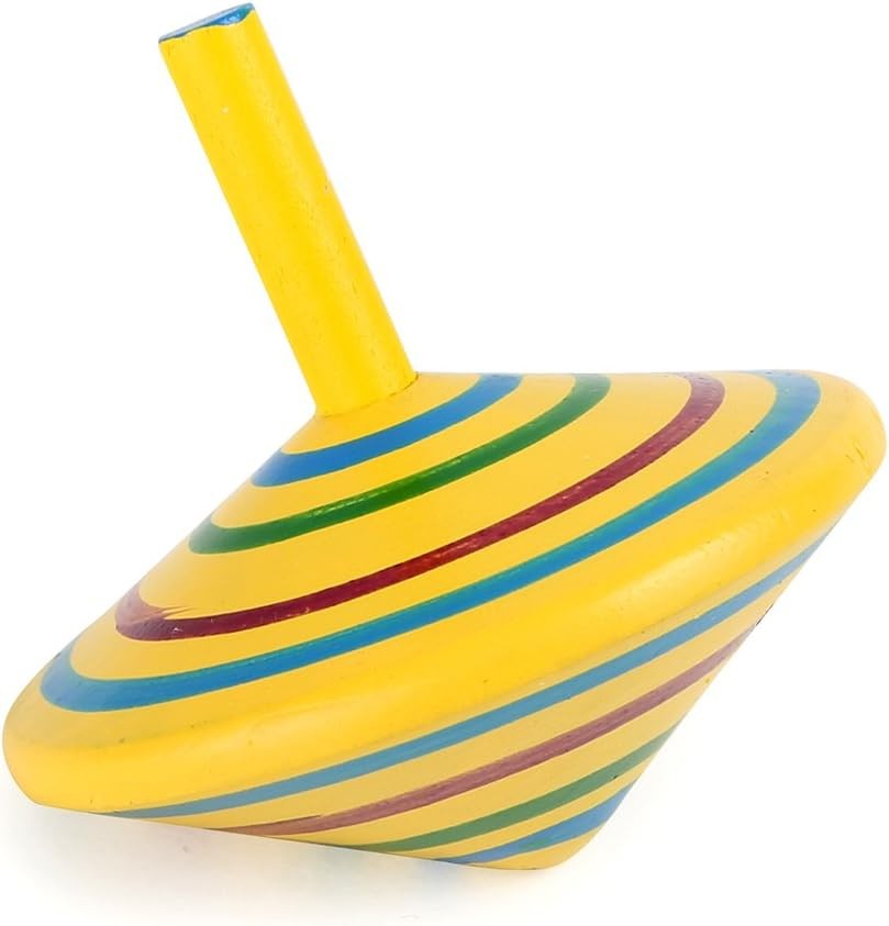 smalll foot Toy spinning top made of wood, set of 6 with colourful ...