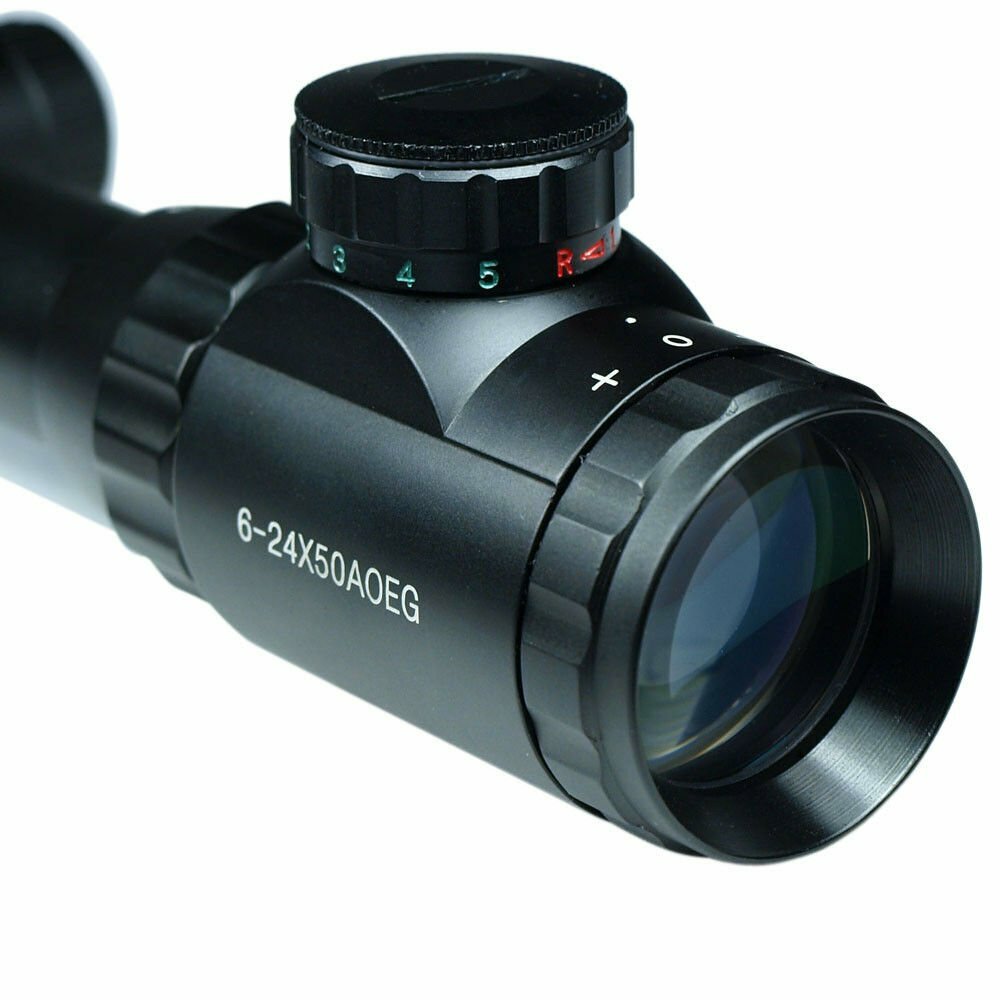 6-24x50 Rifle Scope Hunting Mil-dot Illuminated & Red Laser Sight Combo ...
