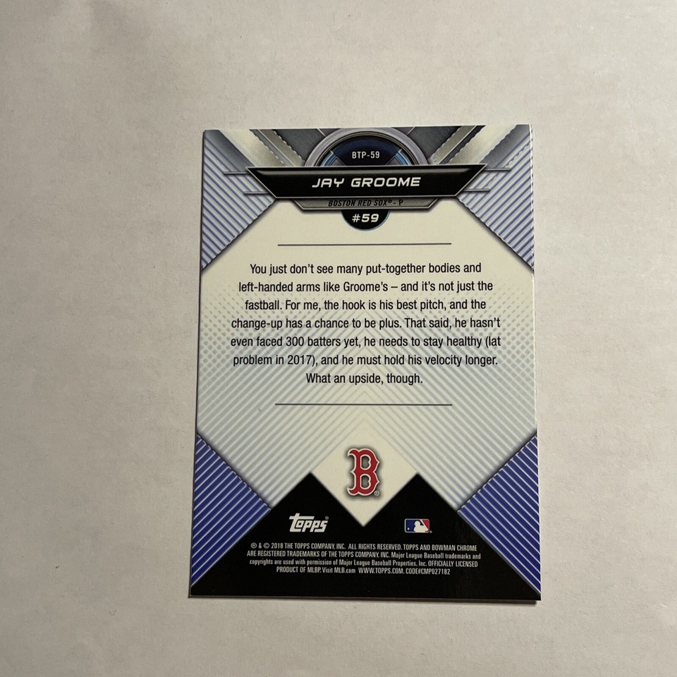 2018 Bowman Scouts' Top 100 Jay Groome Boston Red Sox #BTP-59 | eBay