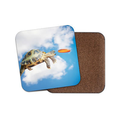 Cool Frisbee Turtle Cork Backed Drinks Coaster - Tortoise Funny Animal ...