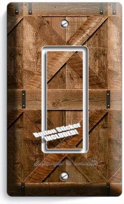 RUSTIC WOOD RANCH BARN DOOR LIGHT SWITCH 2 GFCI PLATE LOG CABIN ROOM ...