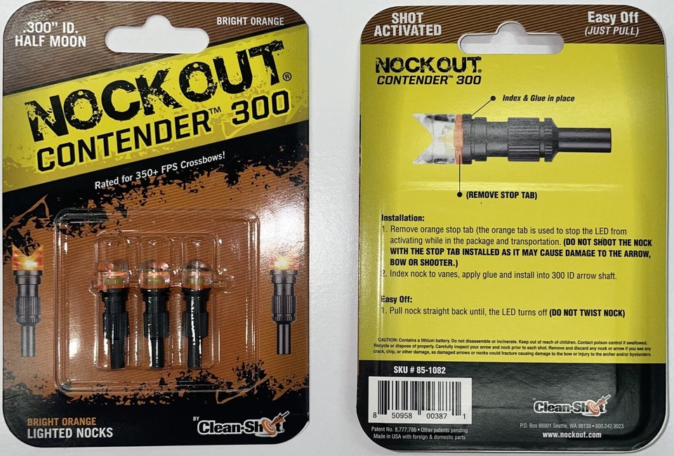 NockOut Lighted Nocks Crossbow .300" ID Half Moon Orange 3 Pack | eBay
