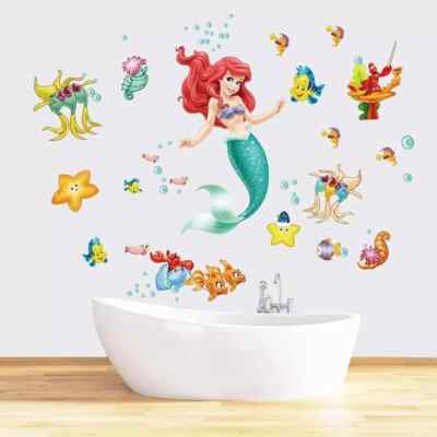The Little Mermaid Wall Decals Girls Ariel Wall Sticker Princess Fish ...
