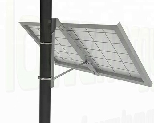 Small single PV solar panel pole mounting adjustable size side metal ...