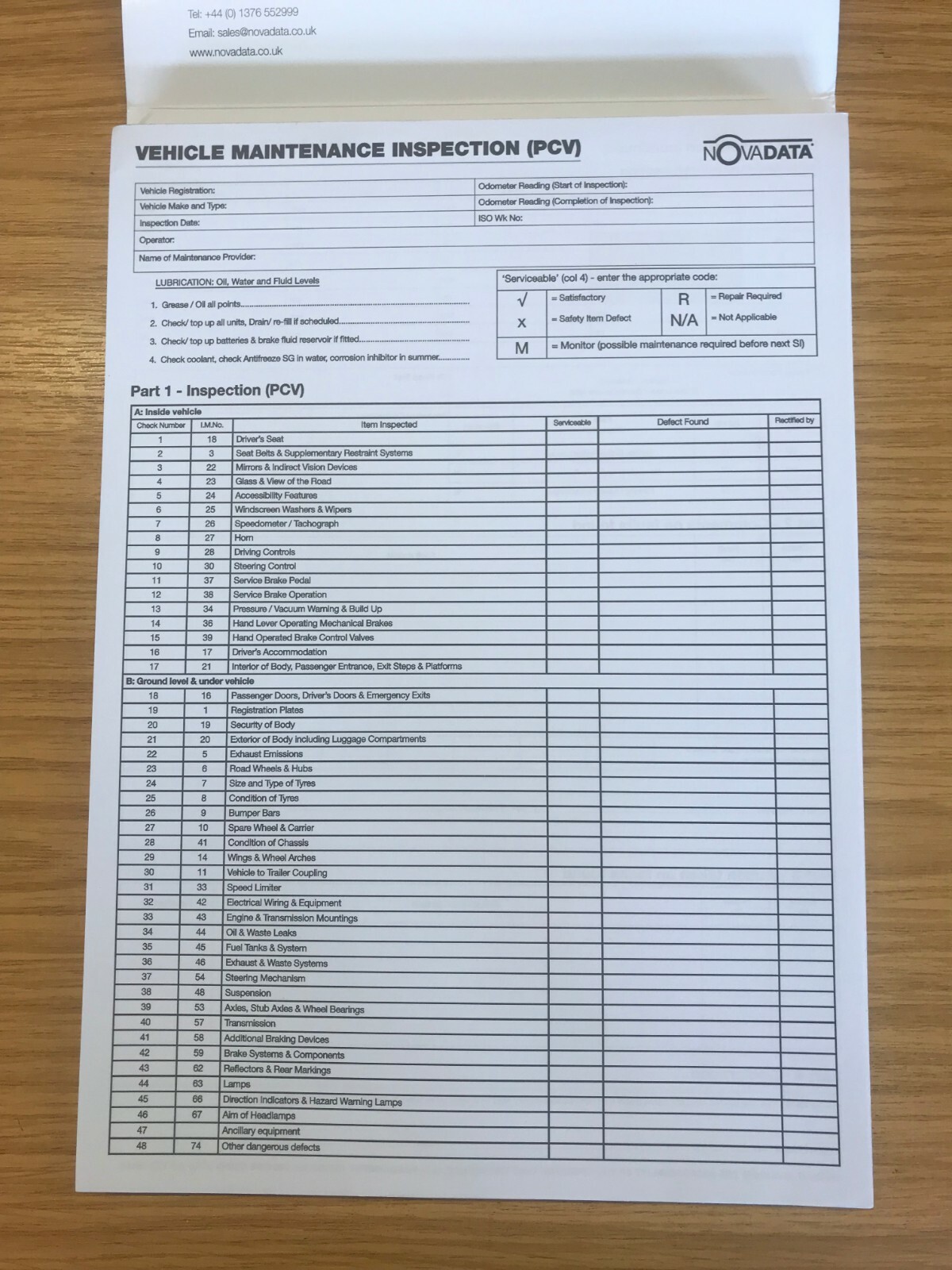 100 page PCV PSV Bus Coach Maintenance Inspection Pad DVSA VOSA | eBay