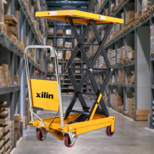 XILIN Hydraulic Manual Double Scissor Lift Table Cart with 770lb Load ...