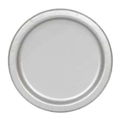 Silver Pack of 8 Small Round Paper Plates Party Supplies Dessert Plate ...