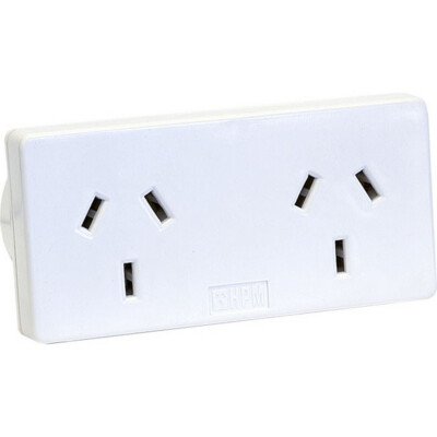 HPM 10A Mains Power Slimline Double Adaptor Right Turn Side By Side ...