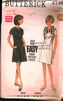 4740 Vintage Butterick SEWING Pattern Misses 1960s Semi Fitted A line ...