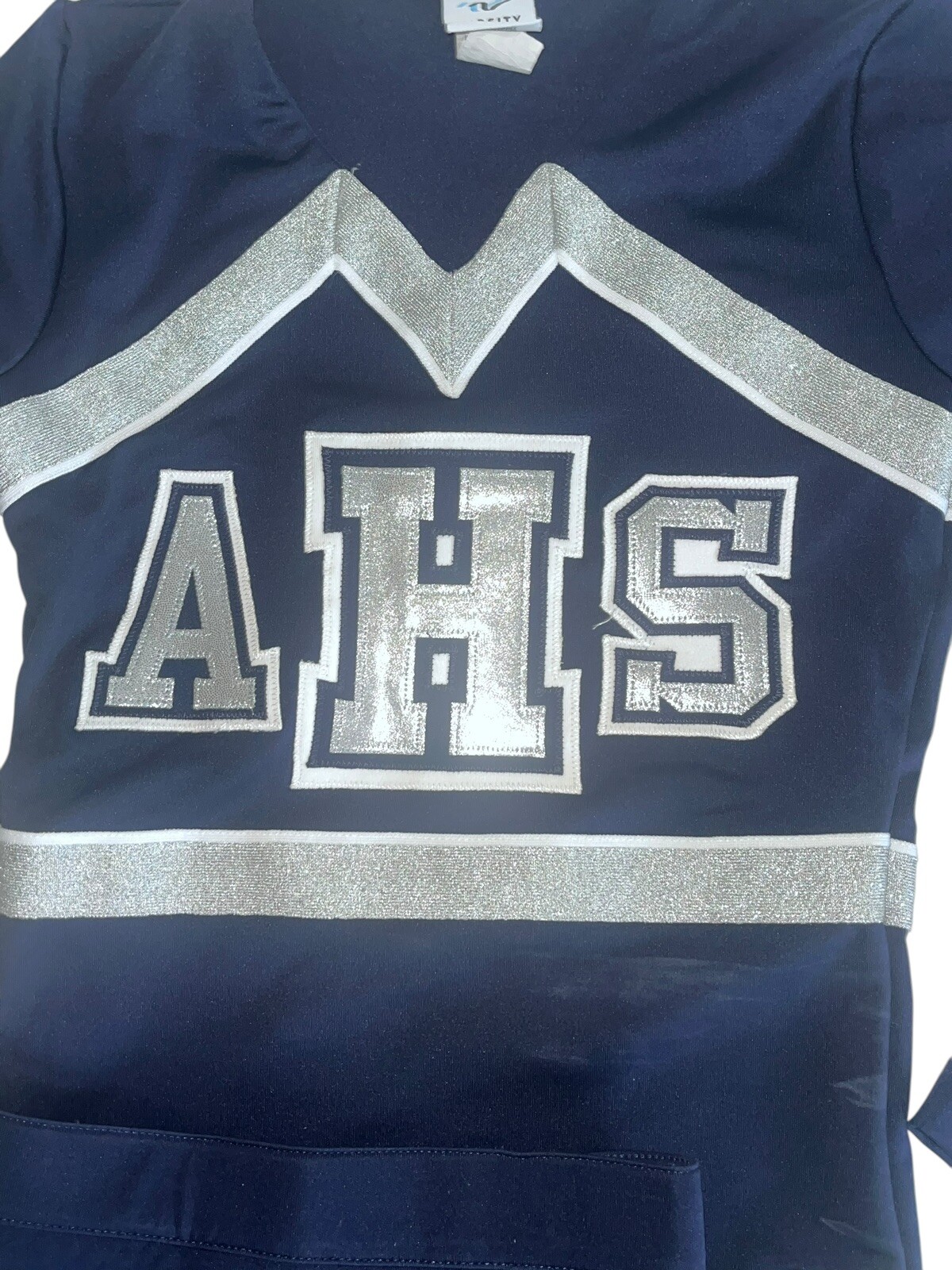 High School Cheerleader Uniform AHS 32 Top 24" Skirt XS Blue Teen Cheer ...